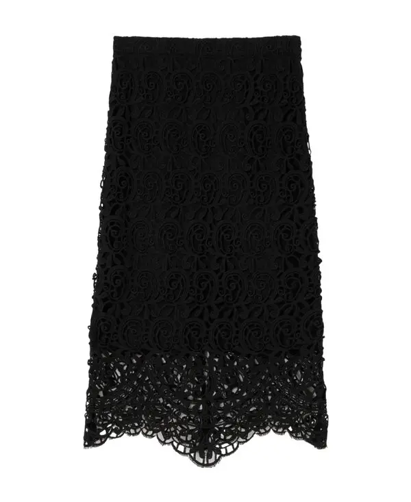 Burberry Lace Detailed Knitted Pencil Skirt - Black