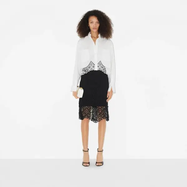 Burberry Lace Detailed Knitted Pencil Skirt - Black