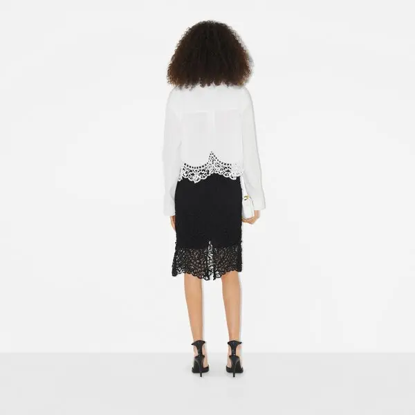 Burberry Lace Detailed Knitted Pencil Skirt - Black