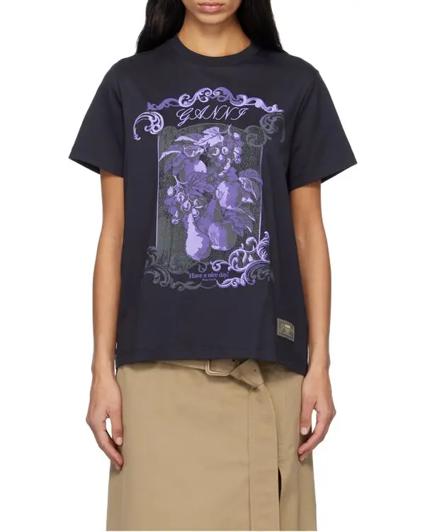 GANNI Graphic Printed Crewneck T-shirt