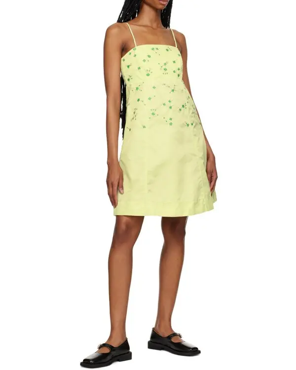 GANNI Mini Dress With Square Neck And Embroidered Details