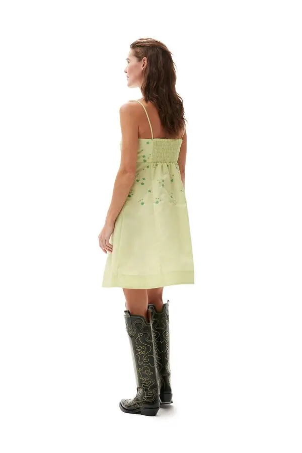GANNI Mini Dress With Square Neck And Embroidered Details