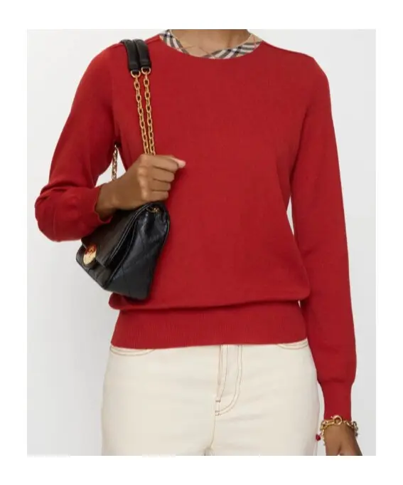 Burberry Checked-neck Knitted Jumper - Deep Red