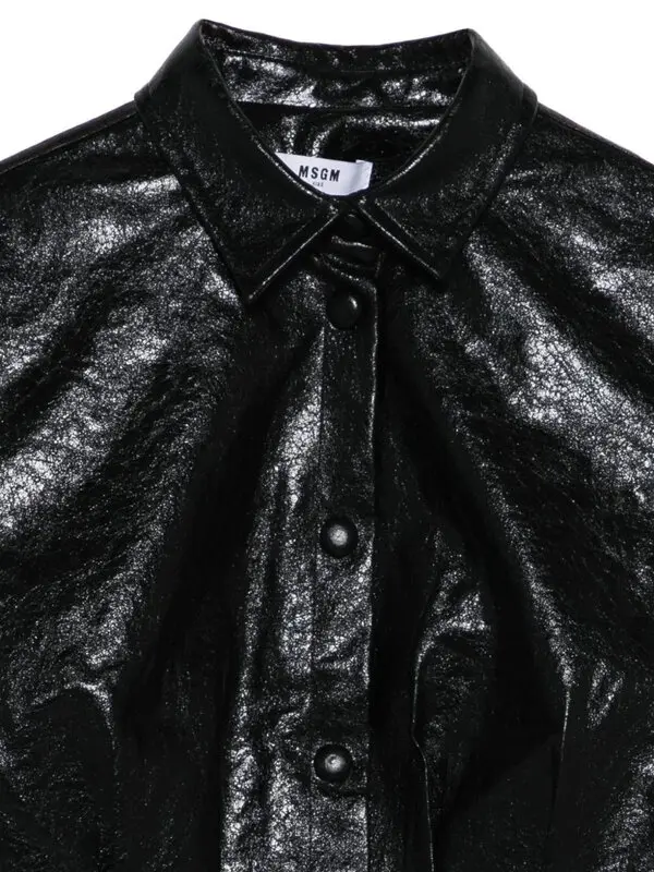 MSGM Grained-effect Press-stud Shirt