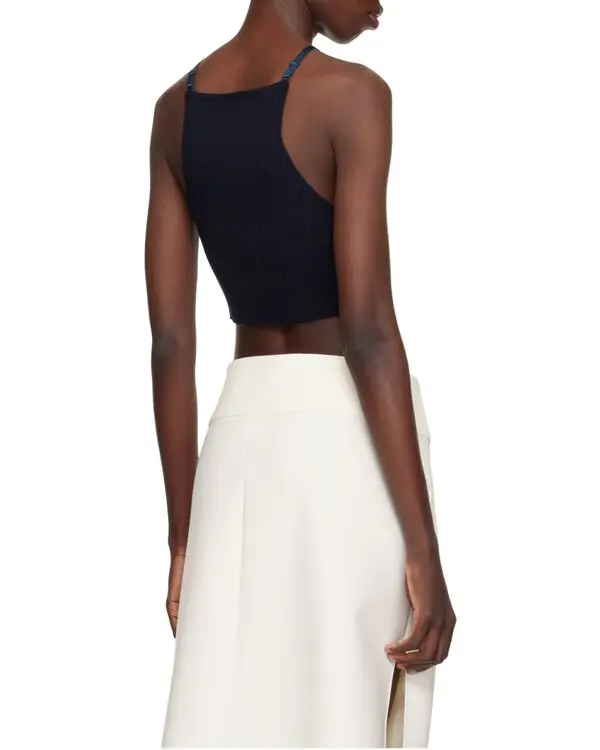 COURREGES Embroidered Ribbed Cropped Top