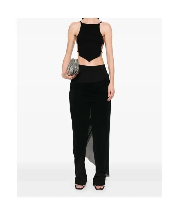 COURREGES Embroidered Ribbed Cropped Top