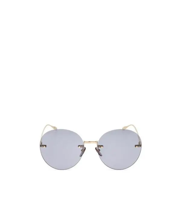 Gucci Round Frame Sunglasses With Floral Appliques - Blue