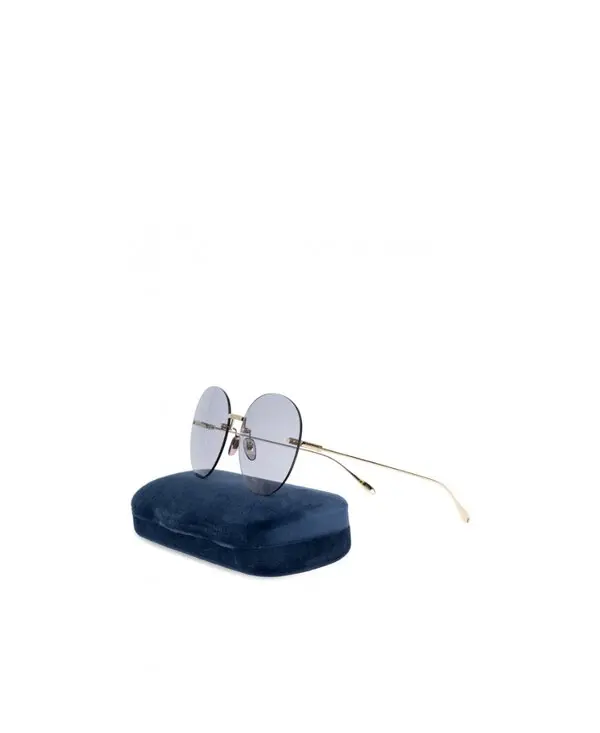 Gucci Round Frame Sunglasses With Floral Appliques - Blue