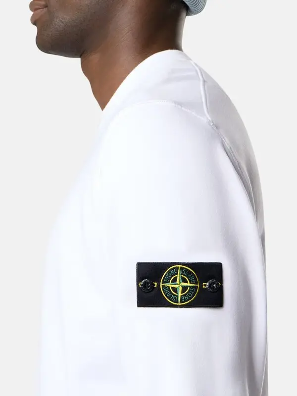 Stone Island Logo Patch Crewneck Sweatshirt - White