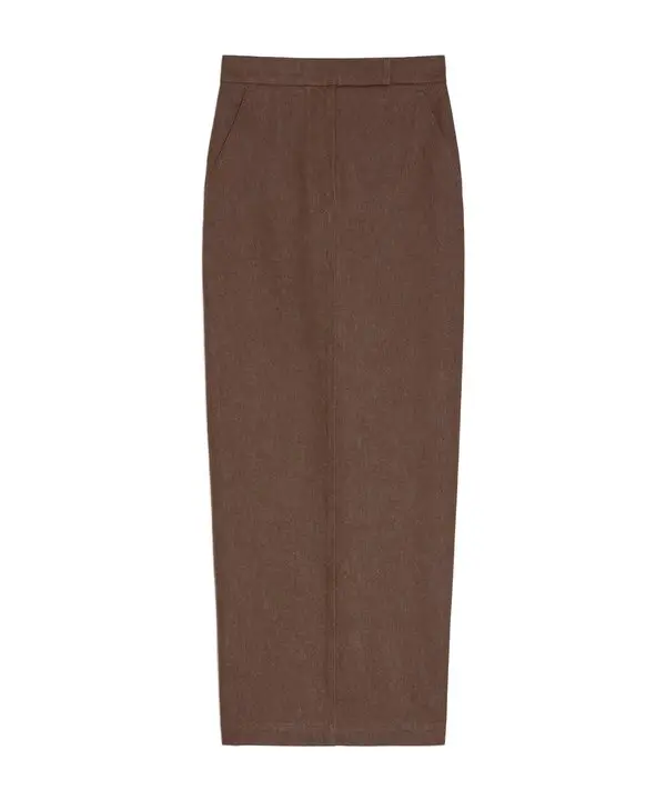 Max Mara Pianosa Button Detailed Back-slit Maxi Skirt - Brown