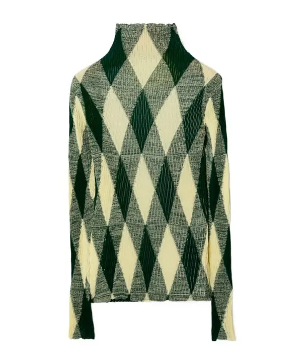 Burberry Argyle High-neck Knit Jumper - Green