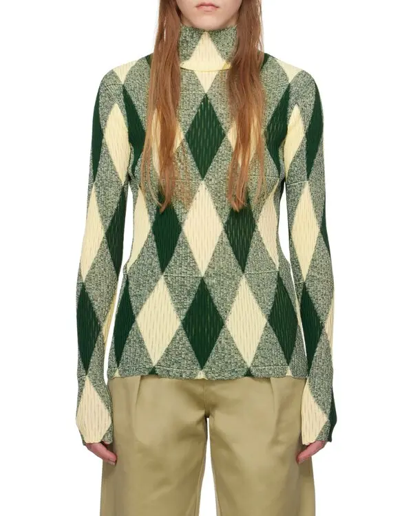 Burberry Argyle High-neck Knit Jumper - Green