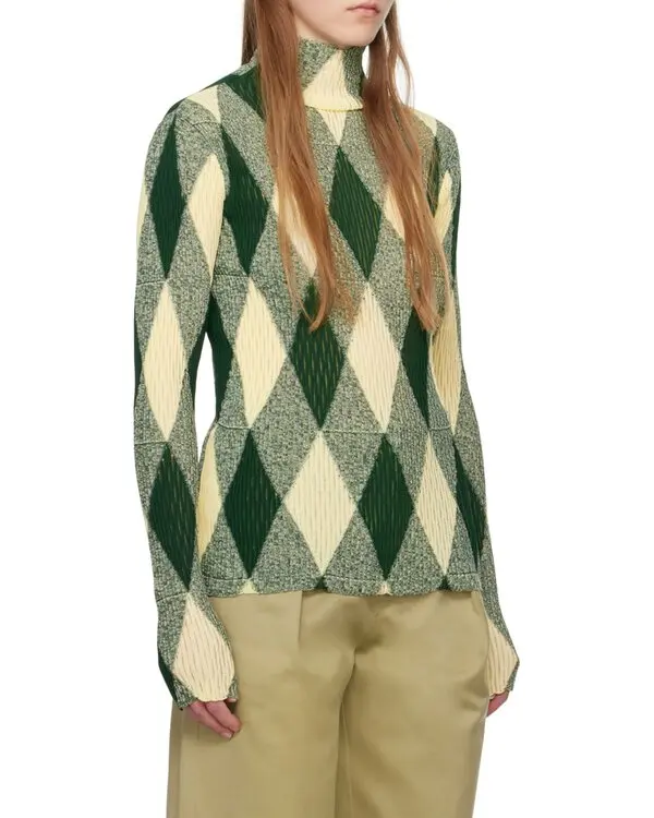Burberry Argyle High-neck Knit Jumper - Green