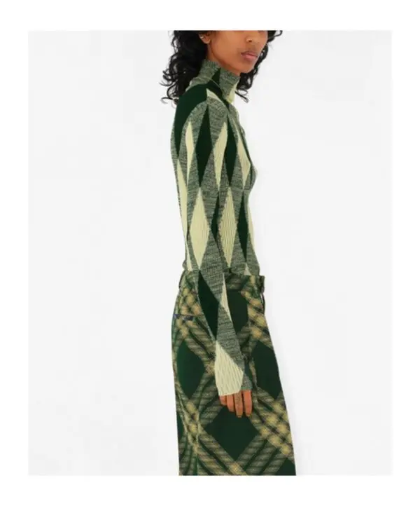 Burberry Argyle High-neck Knit Jumper - Green