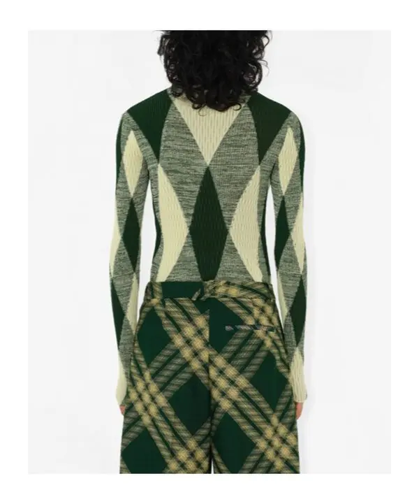 Burberry Argyle High-neck Knit Jumper - Green