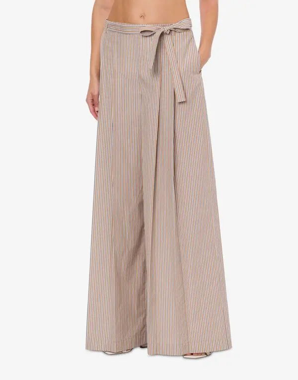 Alberta Ferretti Striped Pleated Wide-leg Trousers - Nude