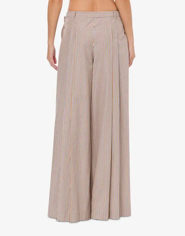 Alberta Ferretti Striped Pleated Wide-leg Trousers - Nude