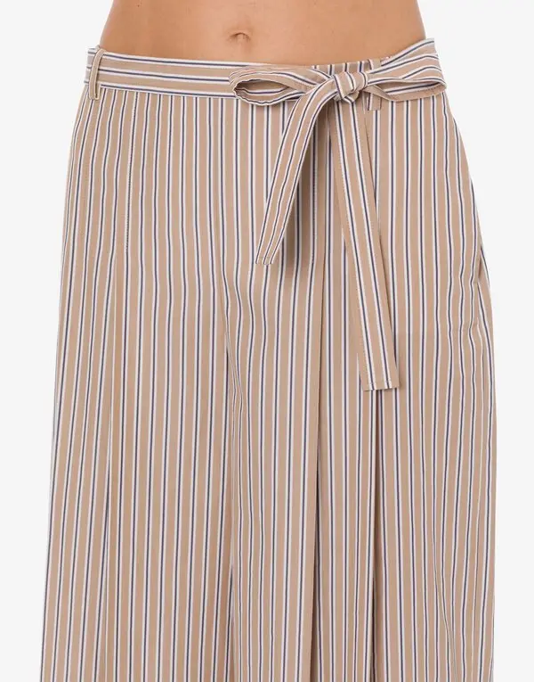 Alberta Ferretti Striped Pleated Wide-leg Trousers - Nude