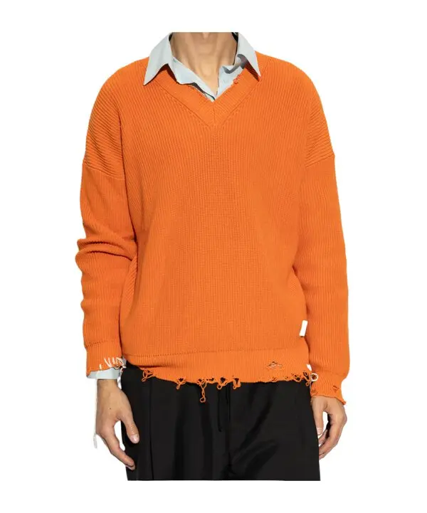 MAISON MARGIELA V-neck Jumper With Distressed Detailing