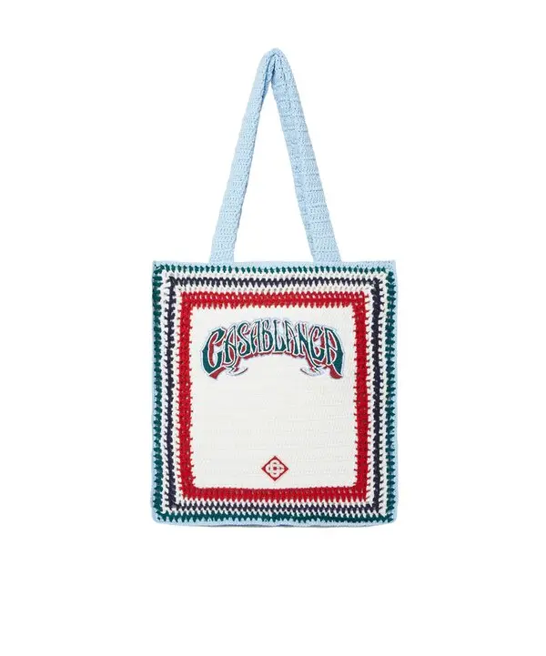 Casablanca Gothic Crochet Tote Bag - White And Multicolor