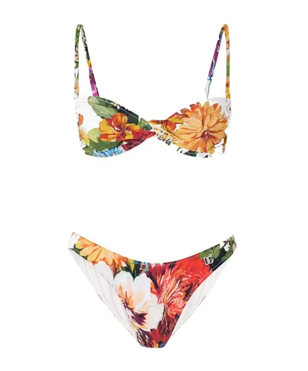 Dolce & Gabbana Floral Print Spaghetti Strap Bikini Set - Multicolor