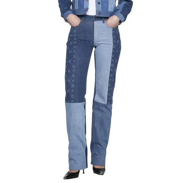 MARINE SERRE Monogram Straight-leg Patchwork Jeans - Blue