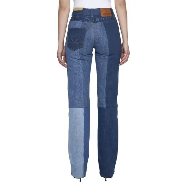 MARINE SERRE Monogram Straight-leg Patchwork Jeans - Blue