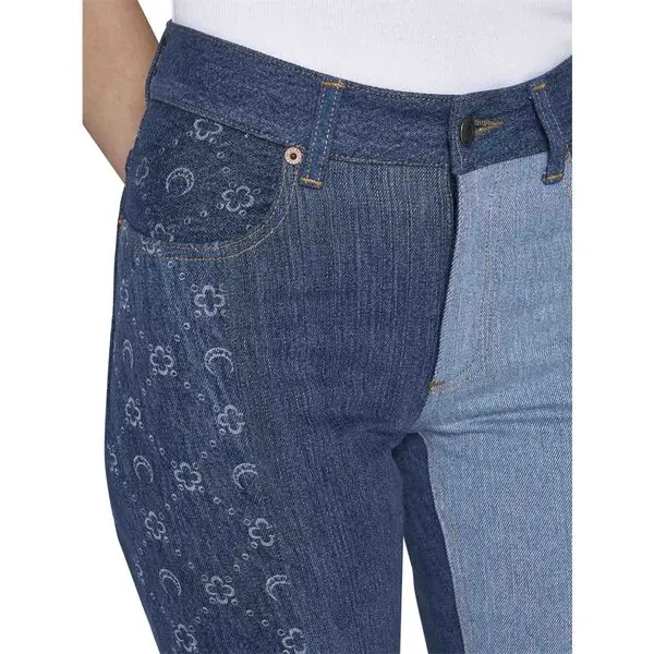 MARINE SERRE Monogram Straight-leg Patchwork Jeans - Blue