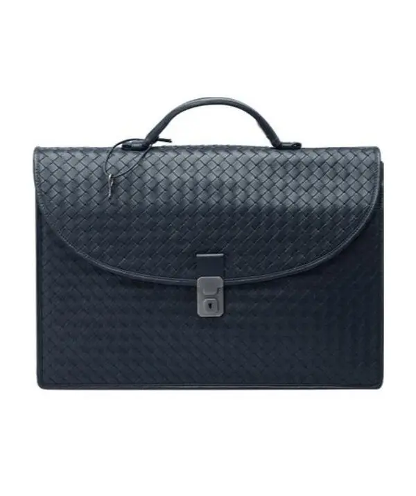 Bottega Veneta Woven Leather Briefcase - Black