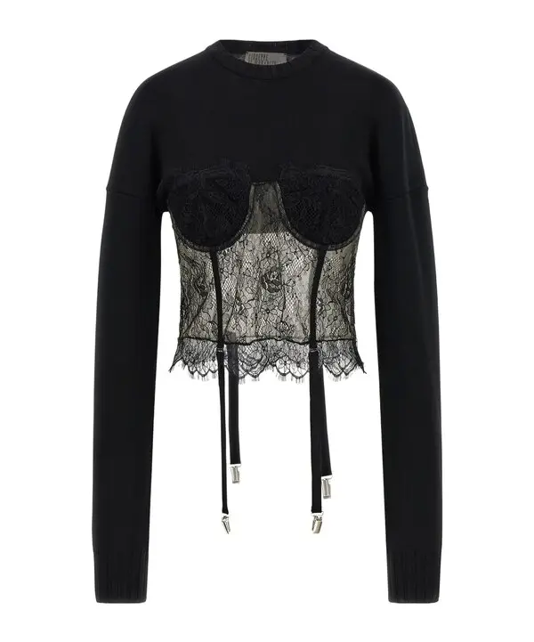 Giuseppe Di Morabito Lace Corset Knitted Top - Black
