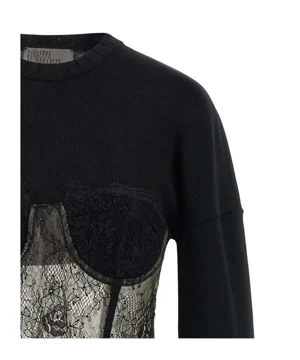 Giuseppe Di Morabito Lace Corset Knitted Top - Black