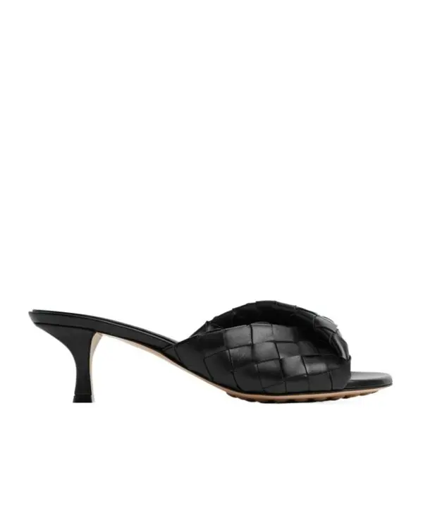 Bottega Veneta Intrecciato High Heel Mules - Black