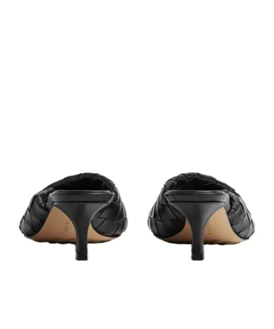 Bottega Veneta Intrecciato High Heel Mules - Black