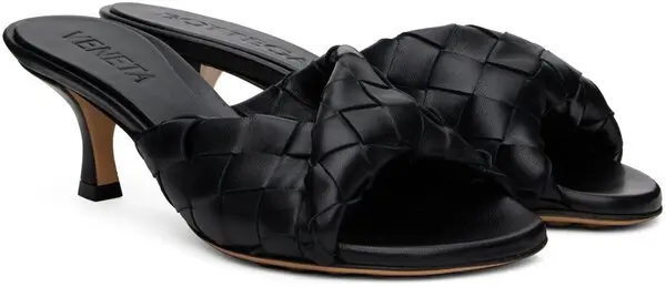 Bottega Veneta Intrecciato High Heel Mules - Black