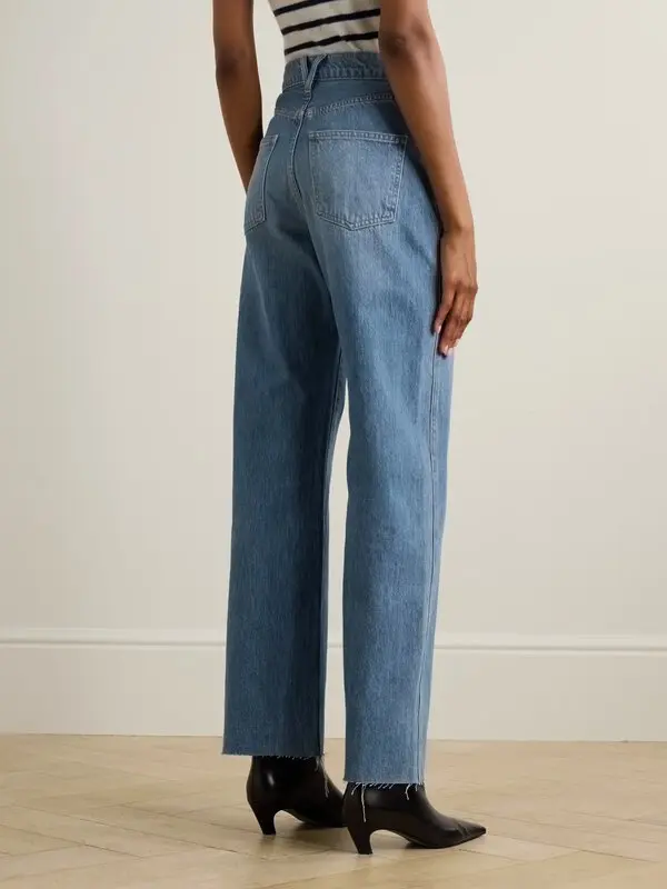 Veronica Beard High-waisted Wide-leg Jeans With Frayed Hems - Blue