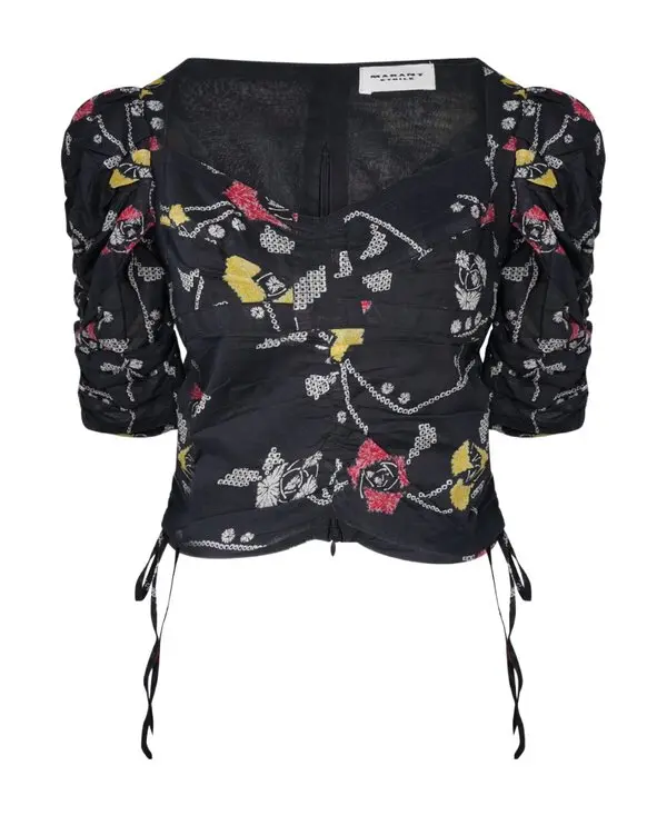 Isabel Marant Étoile Floral Print Puff Sleeve Top