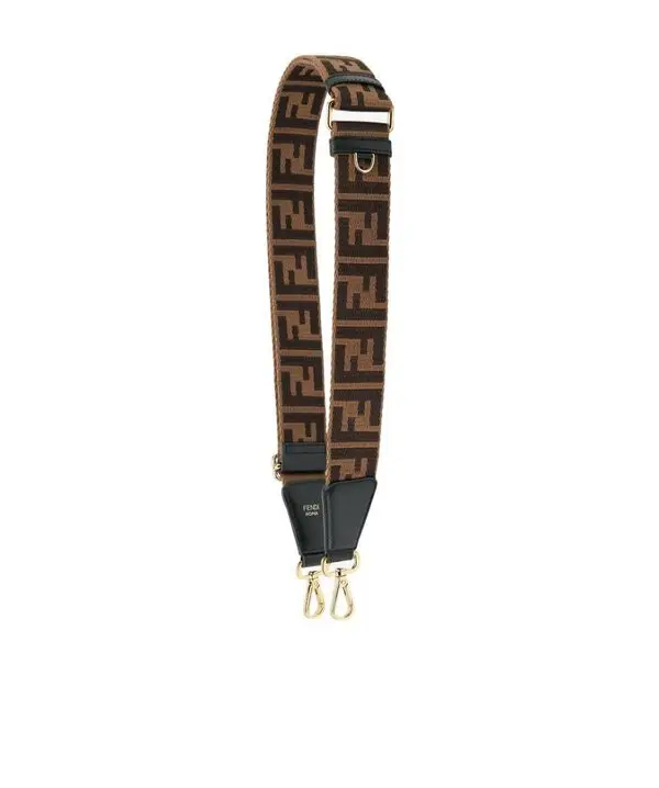Fendi Fabric Shoulder Strap With Ff Pattern - Brown