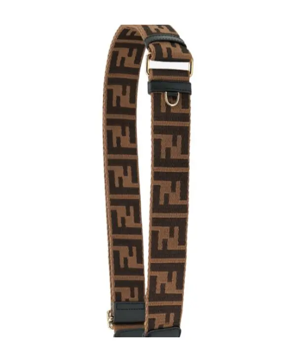 Fendi Fabric Shoulder Strap With Ff Pattern - Brown