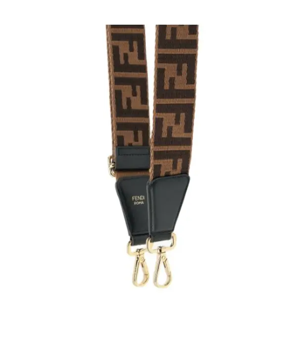 Fendi Fabric Shoulder Strap With Ff Pattern - Brown