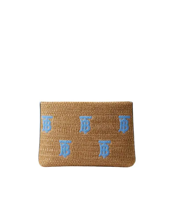 Burberry Monogram Embroidered Zip Clutch Bag