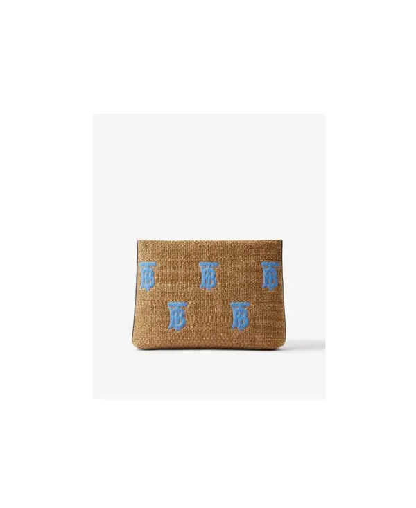 Burberry Monogram Embroidered Zip Clutch Bag