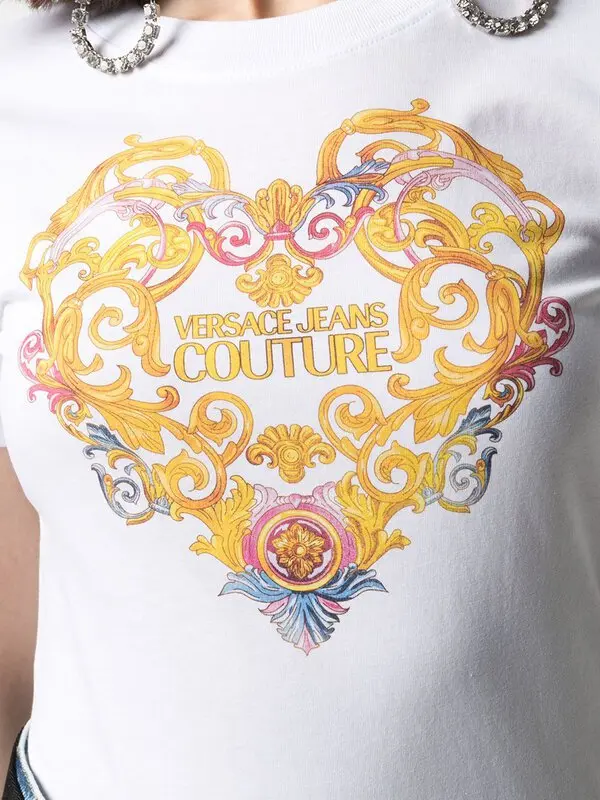Versace Heart Motif Logo Cotton T-shirt