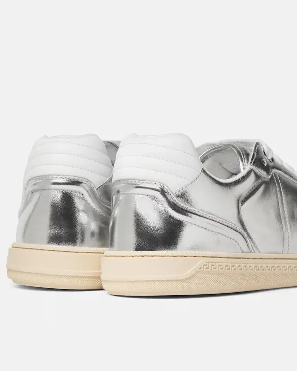Versace Greca Court Metallic Sneakers - Silver