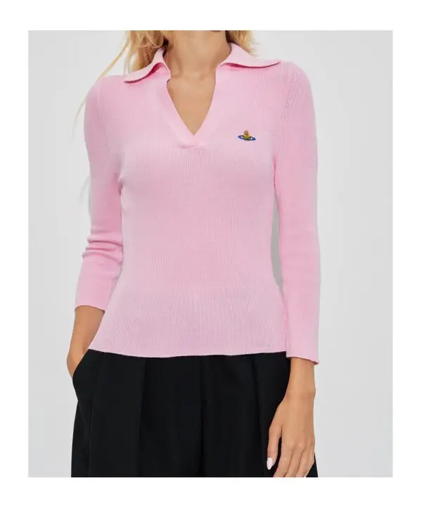 VIVIENNE WESTWOOD Orb-embellished Ribbed Knit Top