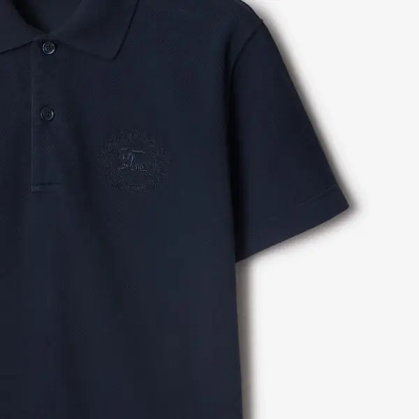 Burberry Logo Embroidered Short Sleeved Polo Shirt - Storm Color