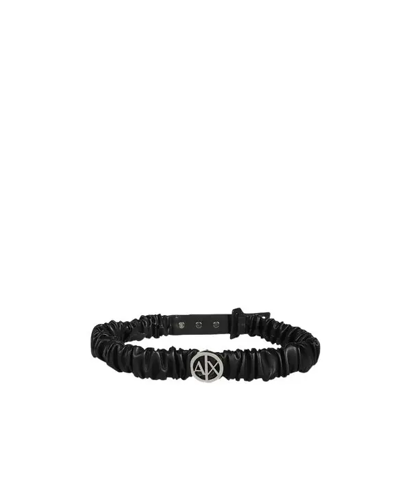 Armani Exchange Ruched Belt With Metal Logo - Black