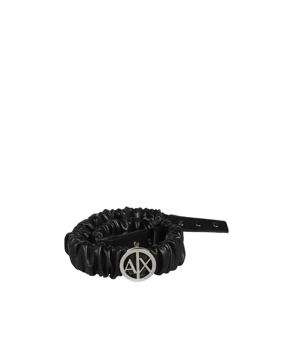 Armani Exchange Ruched Belt With Metal Logo