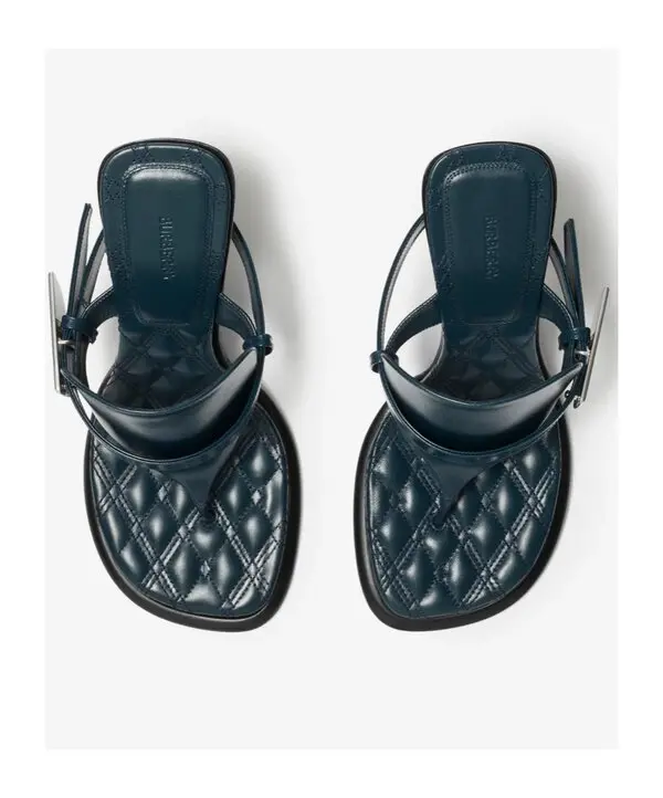 Burberry Quilted Leather Thong-strap Sandals - Black