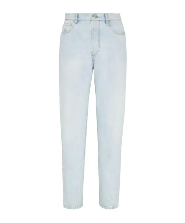 Brunello Cucinelli Mid-rise Jeans With Logo Patch - Light Denim