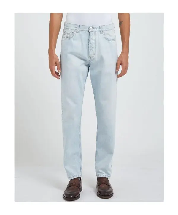 Brunello Cucinelli Mid-rise Jeans With Logo Patch - Light Denim